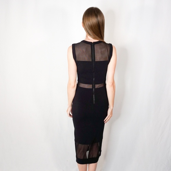 Alice + Olivia | Dresses | Alice Olivia Air Fitted Sheer Inset Midi ...